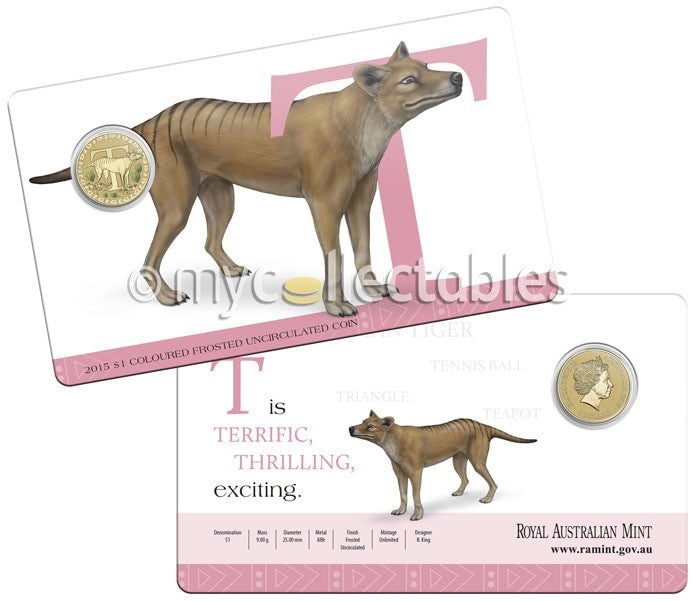 2015 $1 Colour Printed Frosted Uncirculated Alphabet Collection Letter ...
